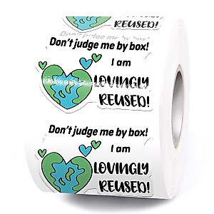 muminglong Cute Don't Judge Me by Box I Am Lovingly Reused Small Business Stickers, Recycle, Recycling Labels, Funny Packaging Sticker, for Packages, 500 PCS