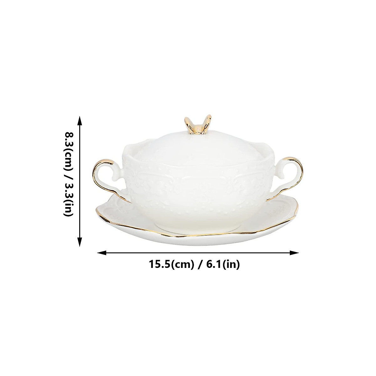 Cabilock 1 Set of Ceramic Soup Bowl European Style Small Ceramic Stew Pot with Lid and Handle Serving Bowls Ceramic Square Plates Flower Spoon for Cereal