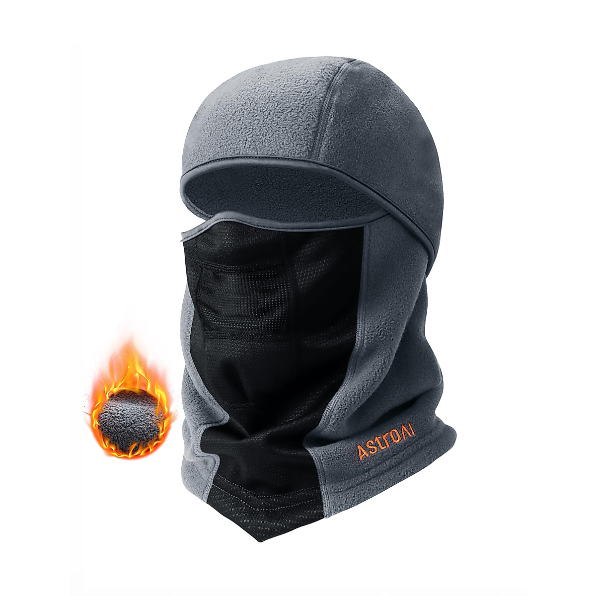 AstroAI Balaclava Ski Mask Winter Fleece Thermal Face Mask Cover for Men Women Warmer Windproof Breathable, Cold Weather Gear for Skiing, Outdoor Work, Motorcycling, Snowboarding, Grey-M, 21.5-23"