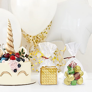 Morepack Flat Bottom Cellophane Bags,100Pcs 5x2x8 Inches Clear Cello Bags Flat Bottom Cellophane Treat Bags for Cookie