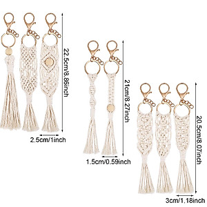 WILLBOND 8 Pieces Mini Macrame Keychains Boho Macrame Bag Tassels Handcrafted Accessory for Car Key Purse Phone Wallet Gift Party Supplies