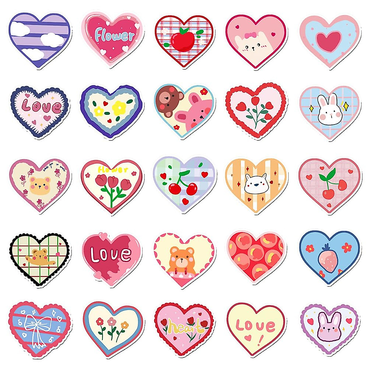 Various Heart Stickers for Kids Teens Girls Boys |50 Pcs| Exquisite Waterproof Stickers for Laptop Phone Tablet Luggage Water Bottle Flasks Cup Bike,Trendy Cartoon Vinyl Decals Pack(50Pcs-Heart)