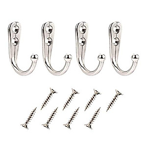 Onwon 20 Pieces Wall Mounted Hooks with 50 Pieces Screws, Vintage Style Robe Hooks Single Coat Hanger Coat Hooks (Silver)