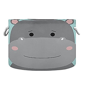 xigua Large Storage Basket Cotton Rope Basket Cute Hippo Baby Laundry Basket for Blankets Toys Storage Basket Laundry Hamper