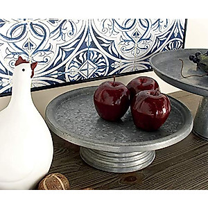 Deco 79 Metal Galvanized Cake Stand, 13" x 13" x 4", Gray