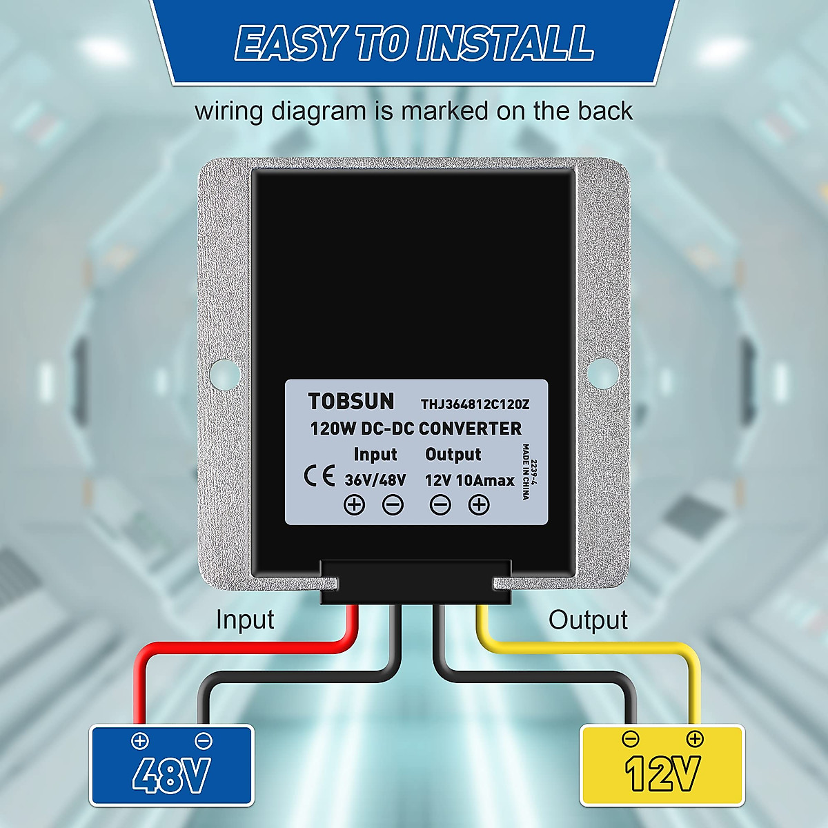 Dreyoo 2 Pack 36V 48V to 12V Converter Golf Cart Voltage Reducer, 10A 120w DC to DC Buck Converter 12 Volt Voltage Regulator for Golf Cart Club Car Audio LED Strip Light Universal Power Stabilizer