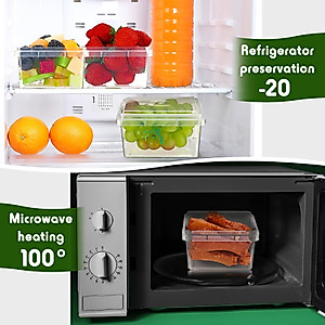 Blushtier 50 Sets 12 oz Square Deli Containers with Lids Stackable Plastic Freezer Food Storage Clear Dessert Containers with Freezer Labels for Takeout Meal Prep Storage, Microwave and Freezer Safe