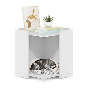Furinno Peli Multipurpose End Table with Storage, Solid White, Cube