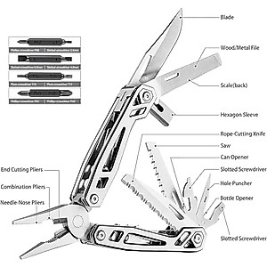 WETOLS Multitool, Gifts for Men, 21-in-1 Multi-Tools, Hard Stainless Steel Multi-Pliers, Foldable & Self-Locking, Multi-pliers Used as Knife, Bottle Opener, Screwdriver, Sickle etc, WE-182…