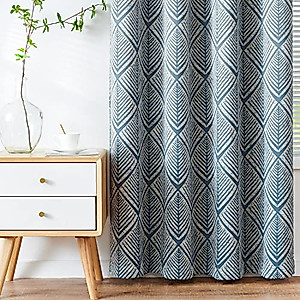 COLLACT Moderate Blackout Curtains for Bedroom 96 Inch Long Blue Geometric Curtains Grommet Top Thermal Insulated Curtains for Living Room Modern Room Darkening Drapes Window Curtain Set 2 Panels