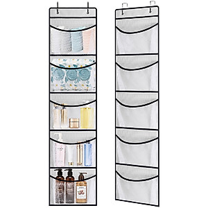 MCPINKY Over The Door Organizer, Hanging Shelves Back of Door Organizer Gray Hanging Storage Organizer 5 Pockets 1 Pack