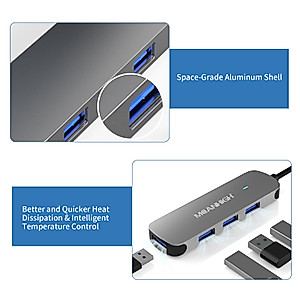 USB 3.0 Hub MEANHIGH 4 Port USB Hub for Laptop Multiport Splitter for Computer USB Port Expander for MacBook pro iMac HP,Dell, Asus, PC, Flash Drive, Mobile HDD