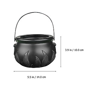 DOITOOL 4Pcs Halloween Witch Cauldron Handheld Plastic Flame Barrel Black Cauldron Halloween Candy Buckets Candy Holder Pot with Handle for Halloween Party Decorations (2 Big Size+ 2 Small Size)
