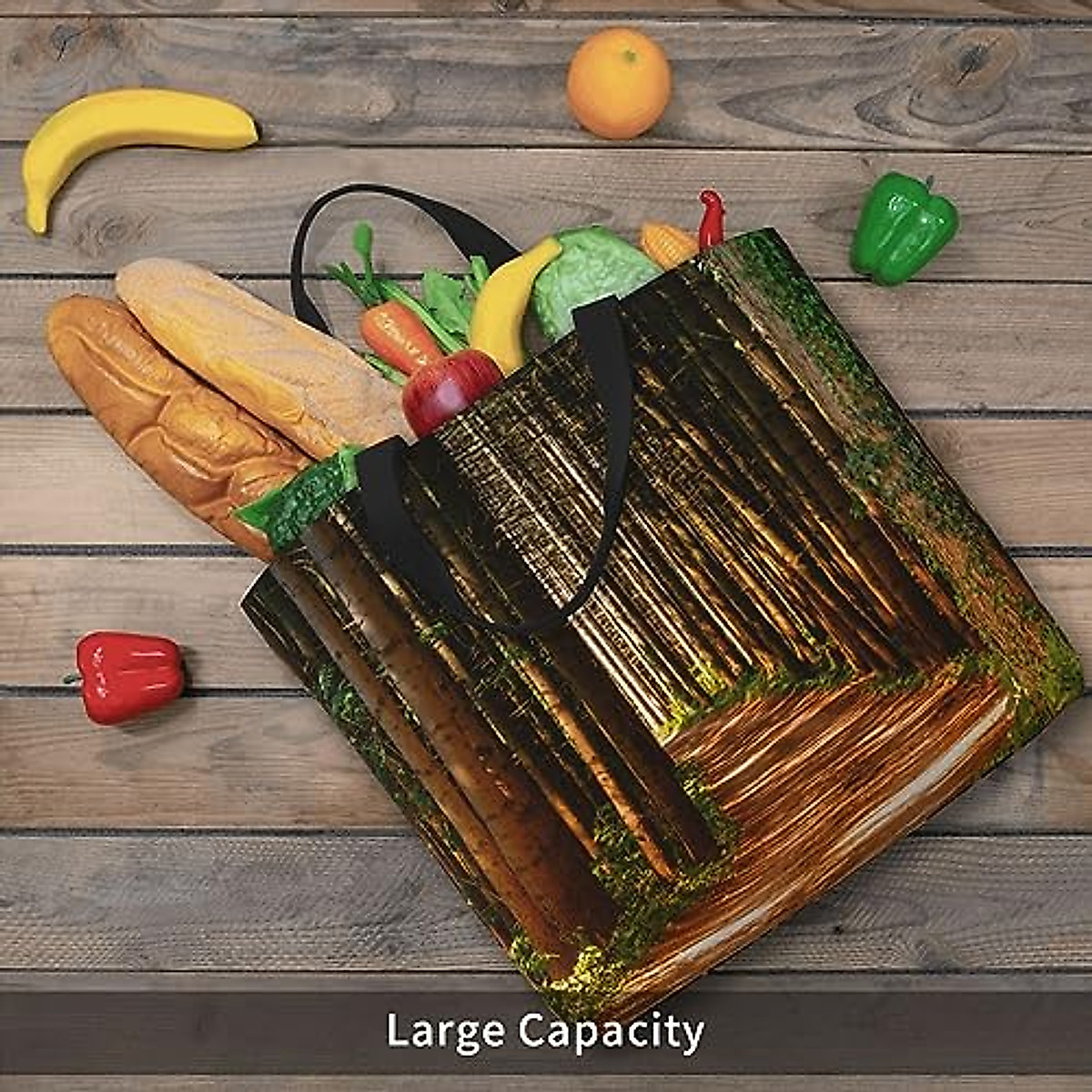 VACSAX Tote Bag for Women Reusable Shopping Bags tree natural environment Print Shoulder Handbag Aesthetic Totes for Grocery