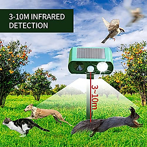 Abilly Ultrasonic Solar Animal Repellent, Cat Repellent Outdoor, Rat, Squirrel, Deer, Raccoon, Skunk, Rabbit, Mole, Dog, Cat,