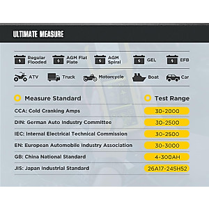 AUTOOL Automotive 12V/24V 30-2000 CCA Battery Load Tester, Cranking and Charging System Battery Analyzer Scan Tool with Printer for Heavy Duty Trucks, Cars, Motorcycles and More