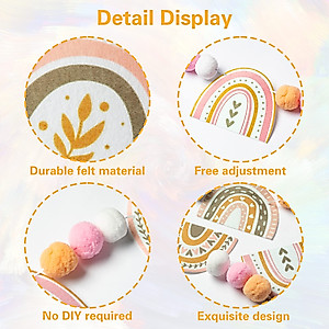 JAPBOR Boho Rainbow Banner, Bohemian Wall Hanging Garland and Felt Balls Decor Supplies for Baby Shower Birthday Party Summer Festivals Wedding Bedroom Home Classroom Decorations
