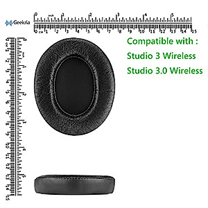 Geekria Elite Sheepskin Replacement Ear Pads for Beats Studio 3 (A1914), Studio 3.0 Wireless Headphones Ear Cushions, Headset Earpads, Ear Cups Cover Repair Parts (Black)