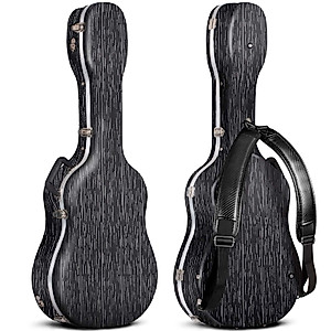 CAHAYA 41 Inch ABS Hard Guitar Bag Acoustic Guitar Case Waterproof 0.6 Inch Thick Padding for Acoustic Classical Guitars, Black CY0246