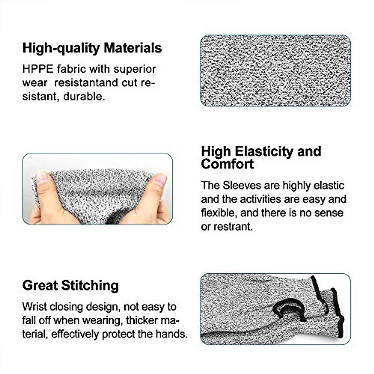 DEYAN Cut Resistant Sleeves, 2 Pairs Level 5 Arm Protection Sleeves with Thumb Hole, 18 inch Extra Long Arm Protectors, Safety Arm Guard for Garden Farm Yard Working, (Black,Grey)