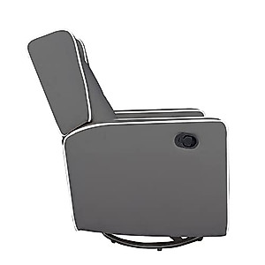 Microfiber Swivel Gliding Recliner Rocker, Nursery Glider Recliner Chair for Living Room (Grey)