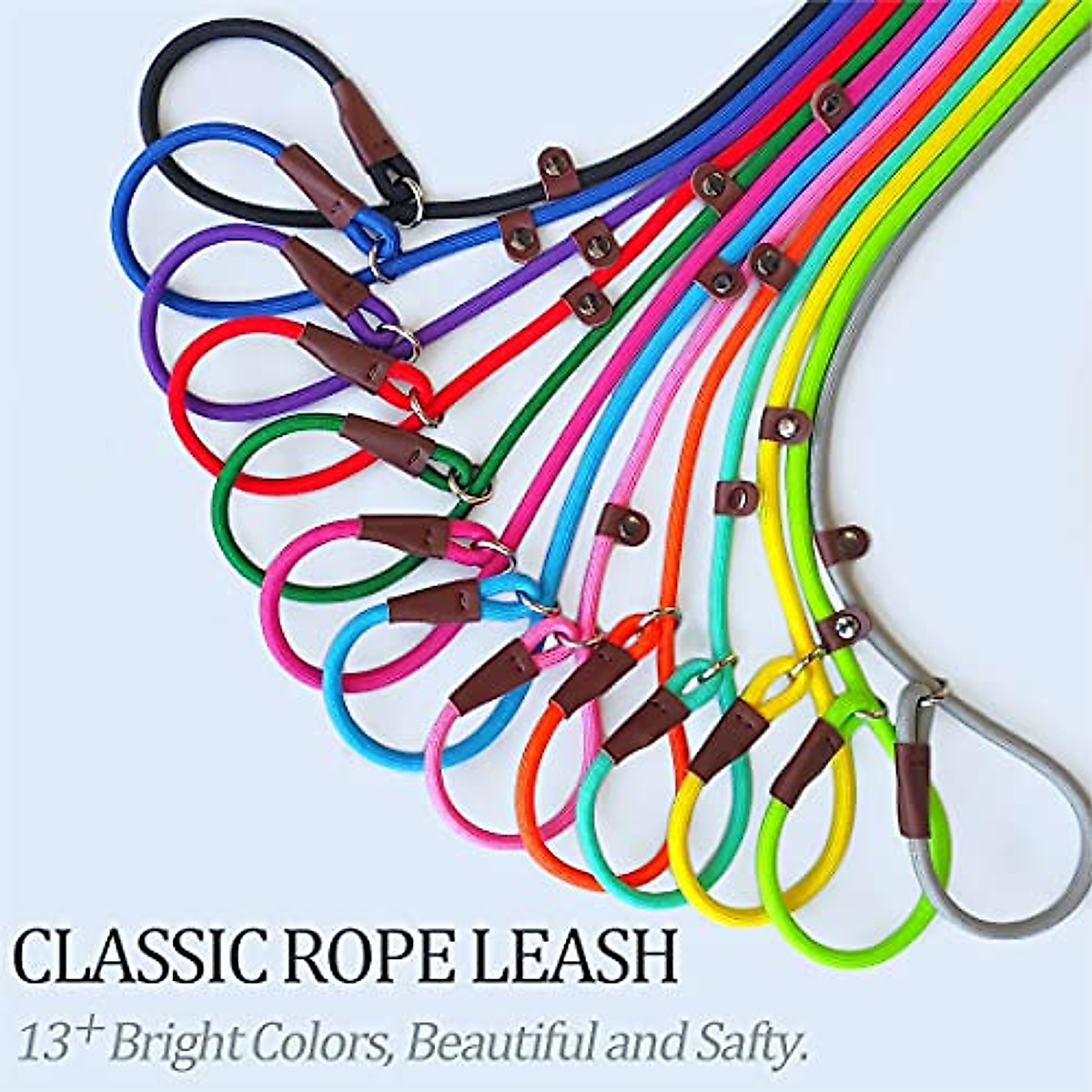 MayPaw Slip Lead Control Leash for Dogs No Pull, 13+ Colors Classic Dog Leash 7FT Pet Slip Leash, 1/4” Rope Leash for Small Medium Animals