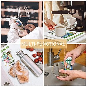 Spring Kitchen Towels, Hello Spring Blue Truck Gnomes Dish Towels Set of 4, Flowers Vase Blossoms Bike Home Sweet Home Seasonal Tea Hand Towels Dishcloths Housewarming Gifts for Home Decorations