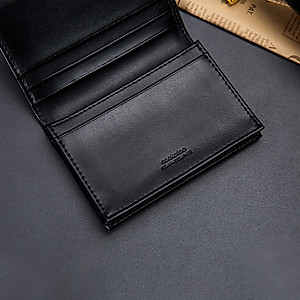 Cockatoo Business Card Case Holder for Men & Women, Genuine Leather Vertical Bifold RFID Front Pocket Wallets