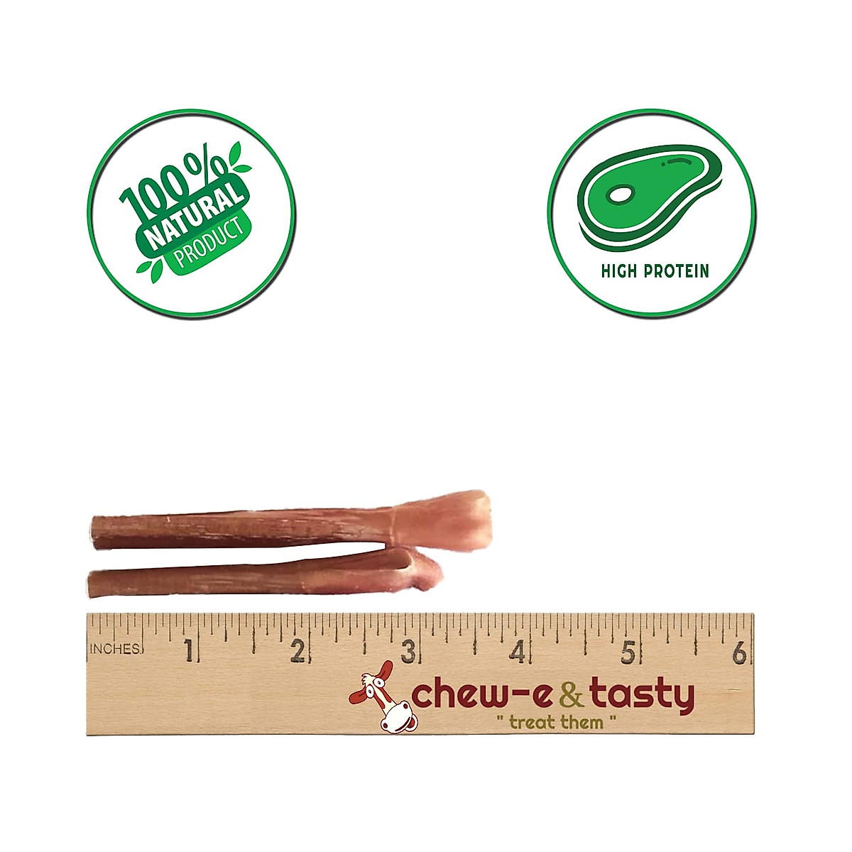 chew-e&tasty Bully Sticks 3-5 inch Various Shapes and Size - Odor Free 100% Beef Chews - Fully Digestible High Protein, Low Fat Dental Treats (8 OZ)