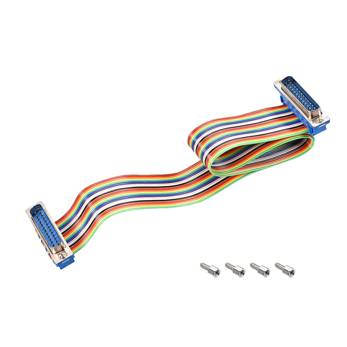 uxcell® IDC Rainbow Wire Flat Ribbon Cable DB25 Male to DB25 Male Connector 2.54mm Pitch 19.7inch Length