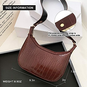 AMHDV Classic Clutch Shoulder Bags Crocodile Pattern Small Crossbody Handbag Bag with Zipper Closure(01brown)