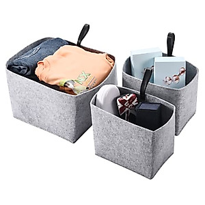 JTJ Sourcing Felt Storage Organizer - 7x10x10-Inch Baby Clothes Drawer Organizer - Dividers and Storage Division Box for Socks and Underwear - Nursery Organization Bins and Dresser Box - Set of 3