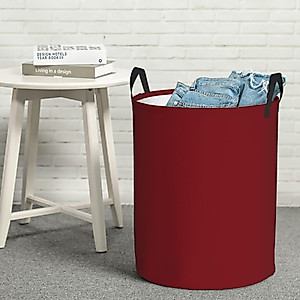 Large Laundry Basket, Burgundy White Collapsible Laundry Hamper Dirty Clothes Washing Bin for Bathroom, Dorm