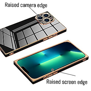 KANGHAR Square Case Compatible with iPhone 13 Pro Max Luxury Cute Plating Electroplated Design Square Case Full-Body Anti-Scratch Shockproof Bumper Protective Cover for iPhone 13 Pro Max 6.7 Inch