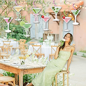 Martini Party Hanging Swirls Decorations, Martini Cocktail Cups Bachelorette Party Supplies, A Tini Bit Older Birthday Party Ceiling Hanging Streamers, Martini Bridal Shower Party, Tini Bar Decor