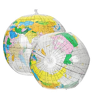 ibasenice 2pcs Inflatable Globe Bulk Summer Toys Outdoor Toy Kid Toy Globe Pool Toys Globe World Balls Blow up Globe Inflatable Water Balls Globe Beach Inflatable Balls Children Water Toys