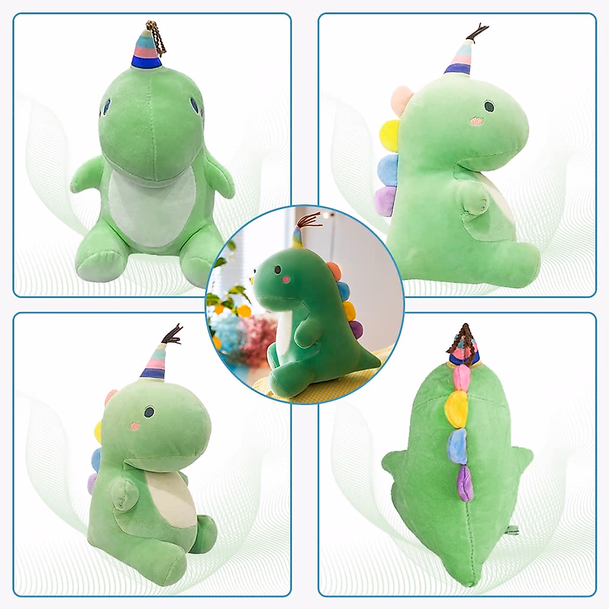 Dinosaur Stuffed Animals Toys Cute Dinosaur Plush Toys Dolls with Unicorns Horn Soft Dino Plushies Birthday Gifts for Boys Girls 9.8 Inch