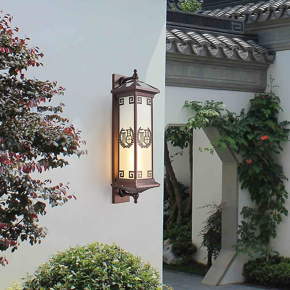 CHENBAI Rectangle Solar Wall Sconce Solar Decorative Porch Lights Chinese Outdoor IP43 Waterproof Garden Lights Auto On/Off Solar Exterior Wall Lights Villa Garden Home Led Fence Solar Lamp