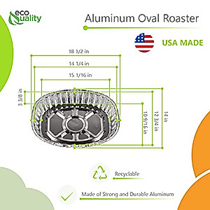 10 PACK - Disposable Durable Oval Roaster Pan - Turkey Roasting Pans Extra Large, Heavy-Duty Aluminum Foil | Deep, Oval Shape for Chicken, Meat, Brisket, Roasting, Baking | Recyclable | USA MADE