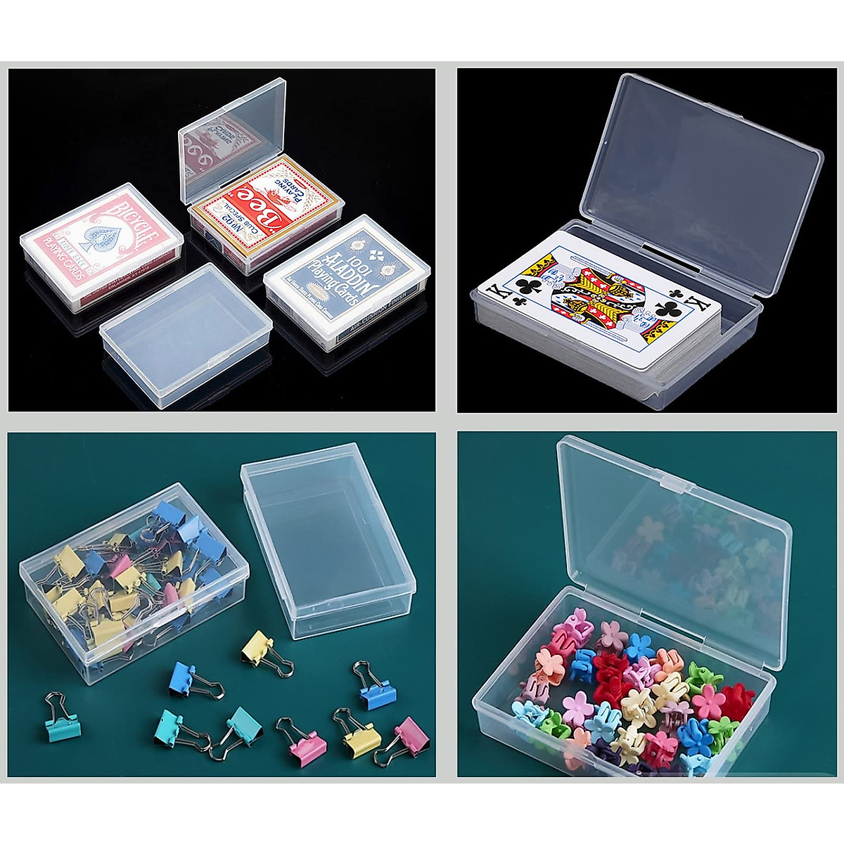 10Pcs Clear Plastic Playing Card Boxes Snaps Closed Poker Gaming Playing Card Deck Cases Holder Plastic Storage Box Clear Trading Card Box Plastic Card Storage Organizer for Bank Business Card (10Pcs)