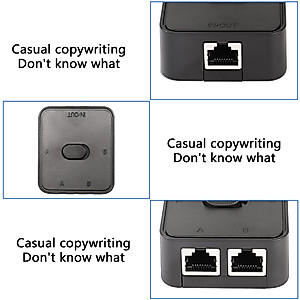 CERRXIAN Network Switch 2 Ports,RJ45 Network Key-Press Switch Splitter Selector Box,100M 2-in 1-Out or 1-in 2-Out 2 Port Network Hub (Black)