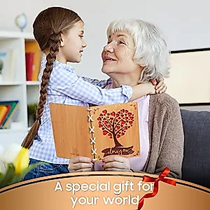 DEPLEE Heart Tree Wooden Cards, Anniversary Card for Her with Romantic Wood Card Design, Love Wood Greeting Card, Happy Anniversary Card Wood, Birthday Cards for Women, Mothers, Wife, Mom |6x8 in