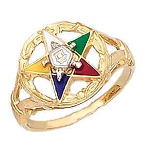 US Jewels Ladies Vermeil Masonic Freemason Eastern Star Ring (Size 5.5)