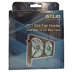 Gelid Solutions PCI Slot Fan Holder|2 x Slim 120mm UV Blue Fan|High Airflow with Quiet Operation|SL-PCI-02|Blue