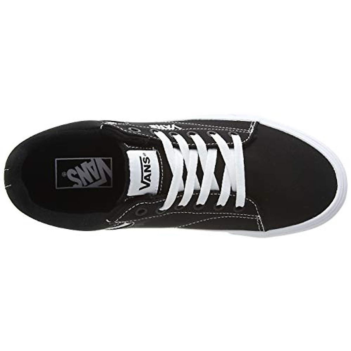 Vans Men's Seldan Sneaker, Black Canvas Black White 187, 12