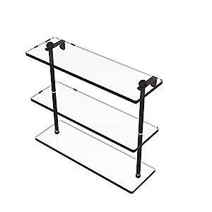 Allied Brass RC-5/16 16 Inch Triple Tiered Glass Shelf, Oil Rubbed Bronze