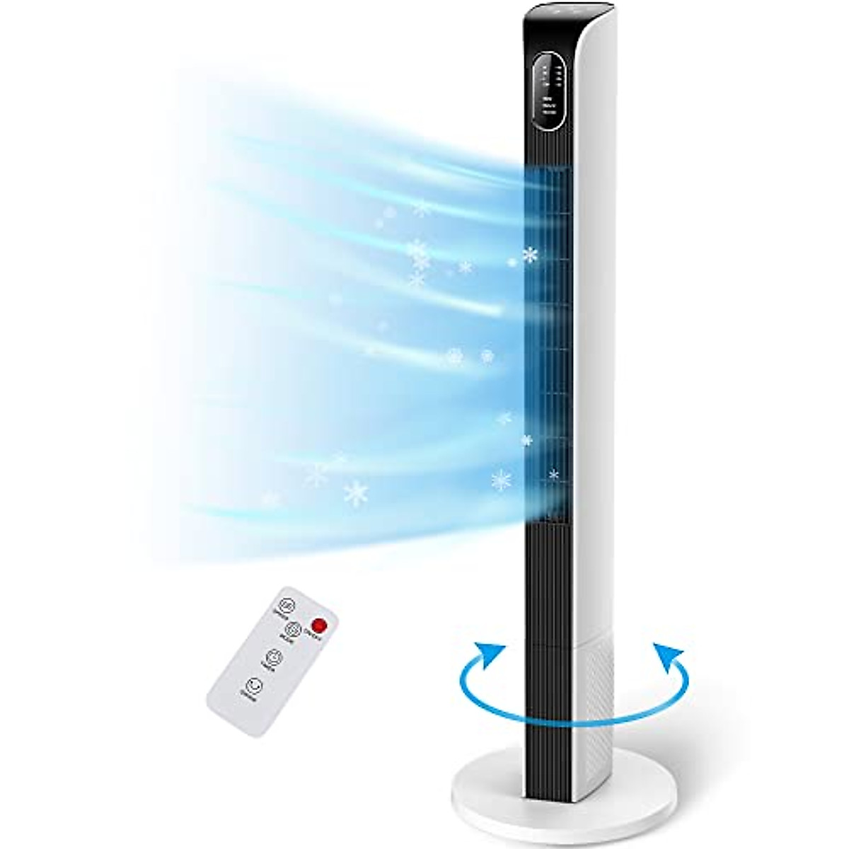 CUUD Oscillating Tower Fan Powerful Cooling Fan with Remote Control Electric Portable Standing Bladeless Floor Fan with 3 Wind Speeds,Timer, LED Display for Bedroom Kitchen Office (42inch, White)