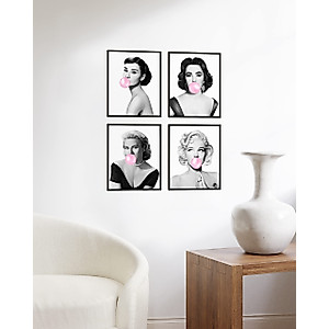 HAUS AND HUES Celebrity Wall Art Pop Art Wall Decor - Set of 4 Fashion Wall Art | Audrey Hepburn Poster, Marilyn Monroe Wall Art, Grace Kelly Poster, Elizabeth Taylor Pop Art Posters UNFRAMED 8"x10"