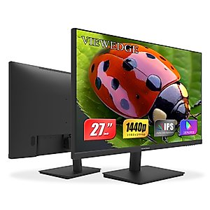 Viewedge 27 inch Monitor with 2K 2560 x 1440 IPS Panel 75hz | Computer Monitor 27 inch QHD with HDMI, DP and Wall Mountable | Eye Protection PC 1440p Monitor for Working and Gaming