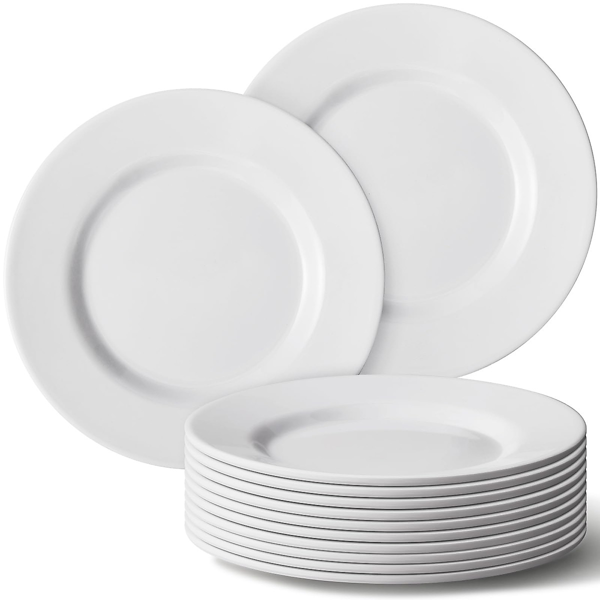 Hushee 12 Pack 24 Pack White Dessert Plates/Salad Dishes Set, Small Dinner Plates for Snacks, Dishes, Round Serving Dishes (7 Inch)